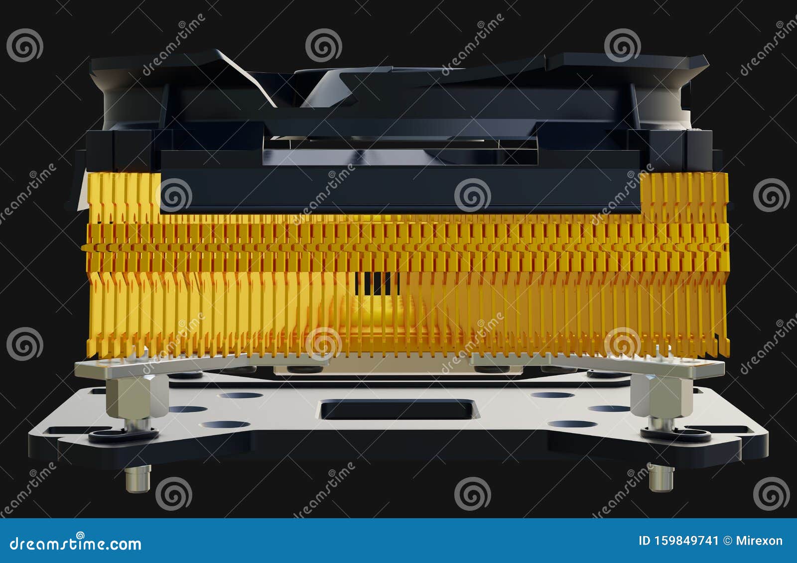 Active CPU Cooler With The Aluminum Finned Heat-sink And The Fan ...