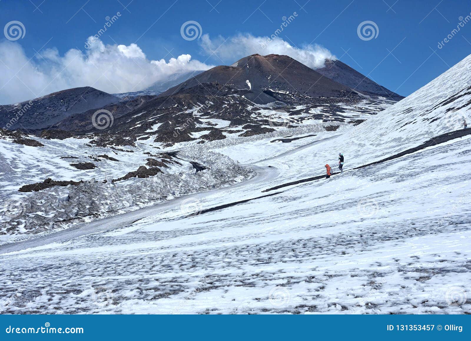 Active Craters in Winter Etna Park, Sicily Stock Image - Image of ...
