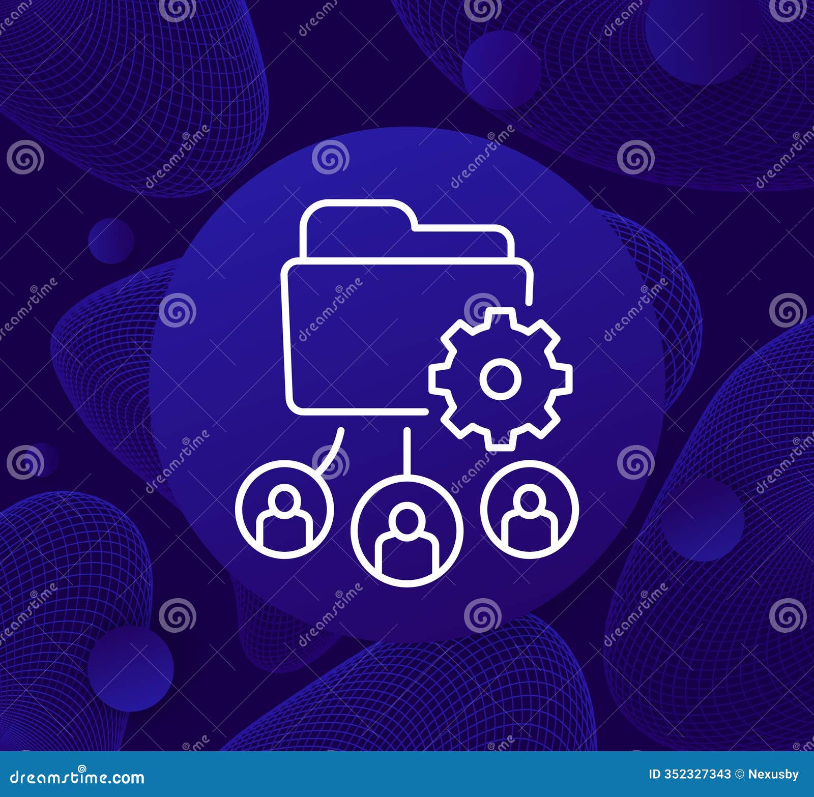 Active Directory Icon with Users, Line Vector Stock Illustration ...
