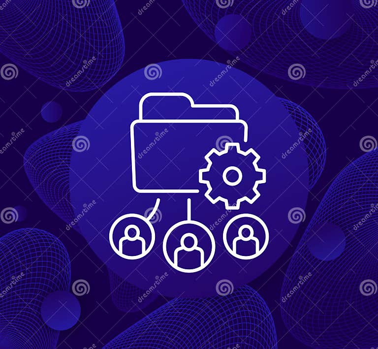 Active Directory Icon with Users, Line Vector Stock Illustration ...