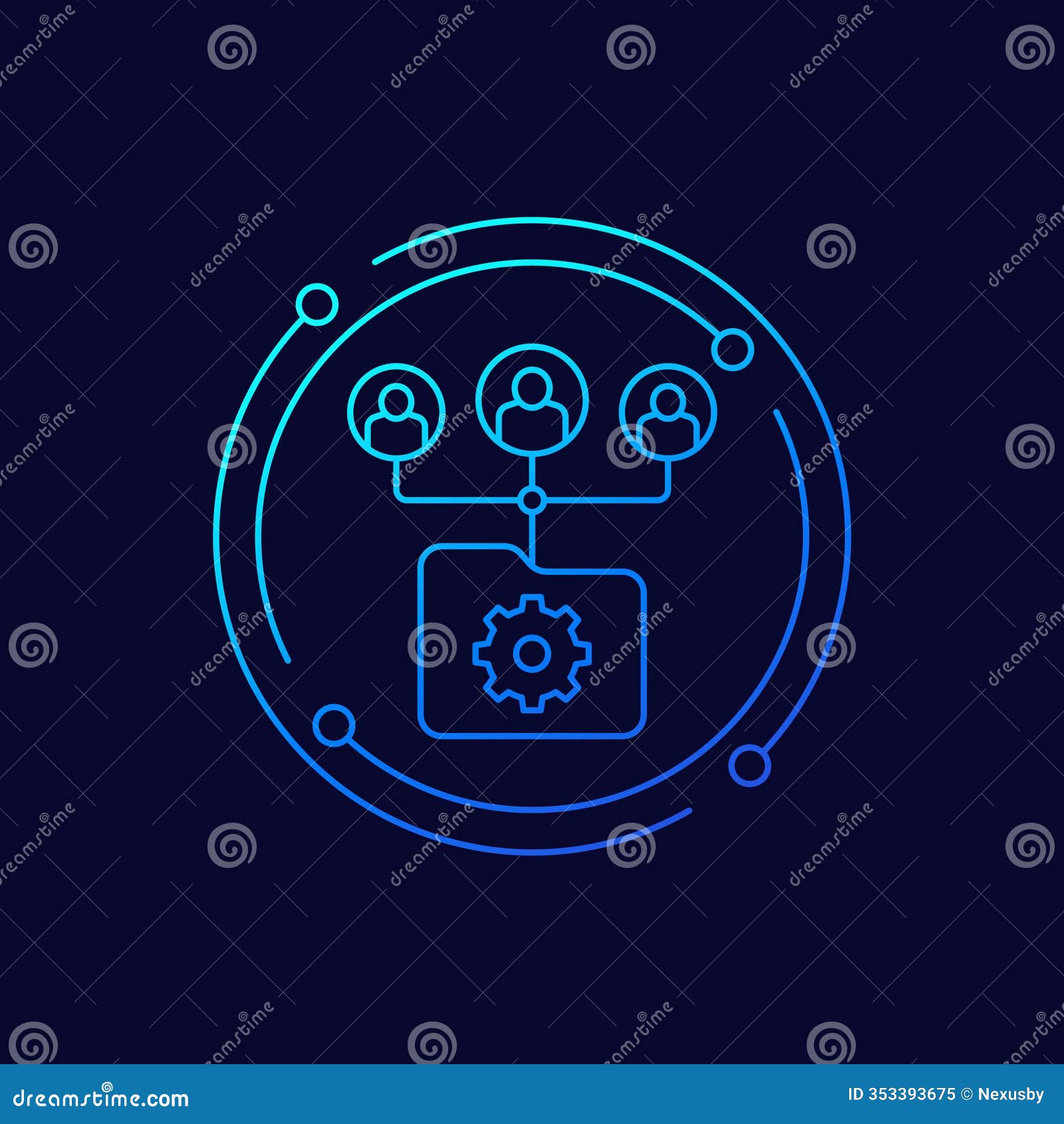 Active Directory Icon with Users, Linear Design Stock Illustration ...