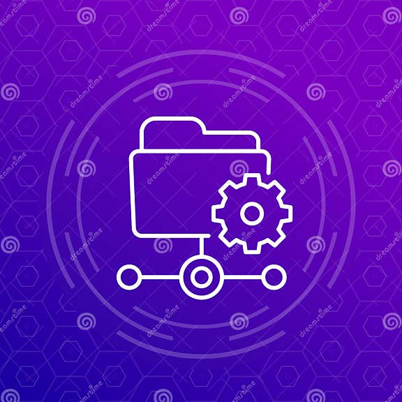 Active Directory Line Icon with a Folder, Vector Stock Vector ...