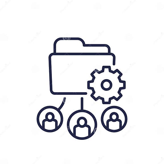 Active Directory Line Icon with Users and Folder Stock Illustration ...