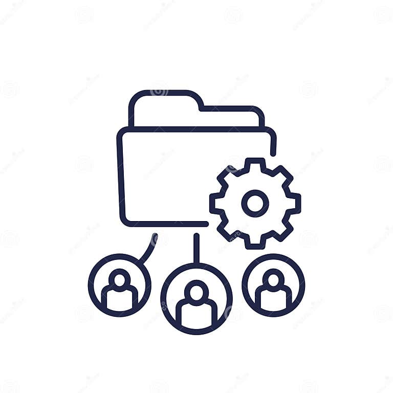 Active Directory Line Icon with Users and Folder Stock Illustration ...