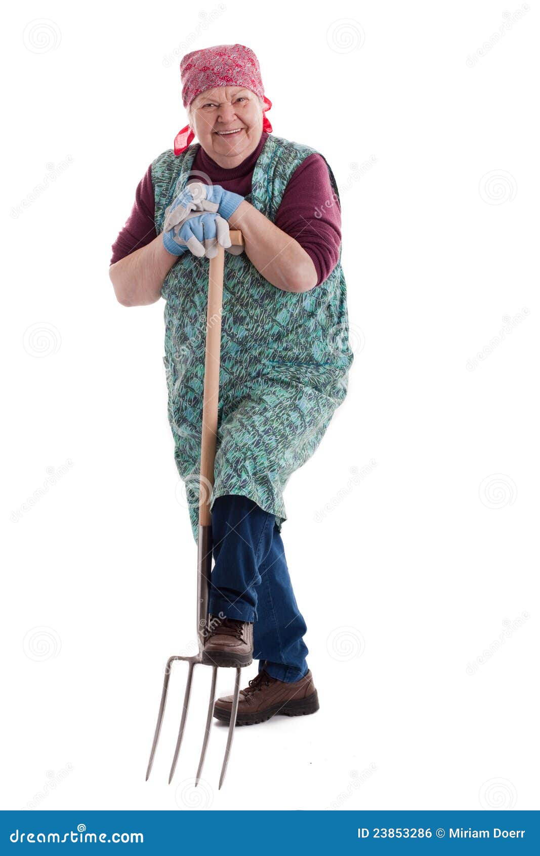 Active Elderly Woman Holding Pitchfork 3 Stock Photo - Image of digging ...