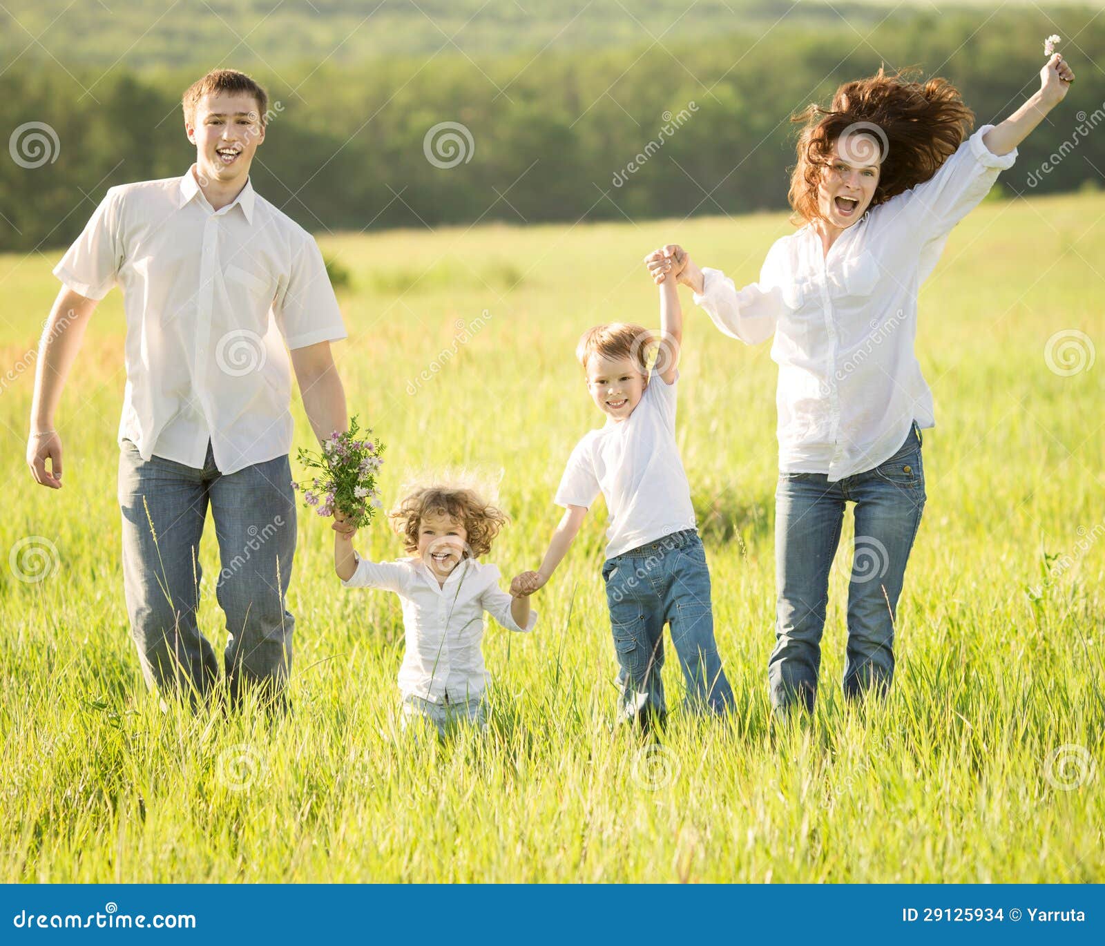 Active family outdoors stock photo. Image of four, mother - 29125934