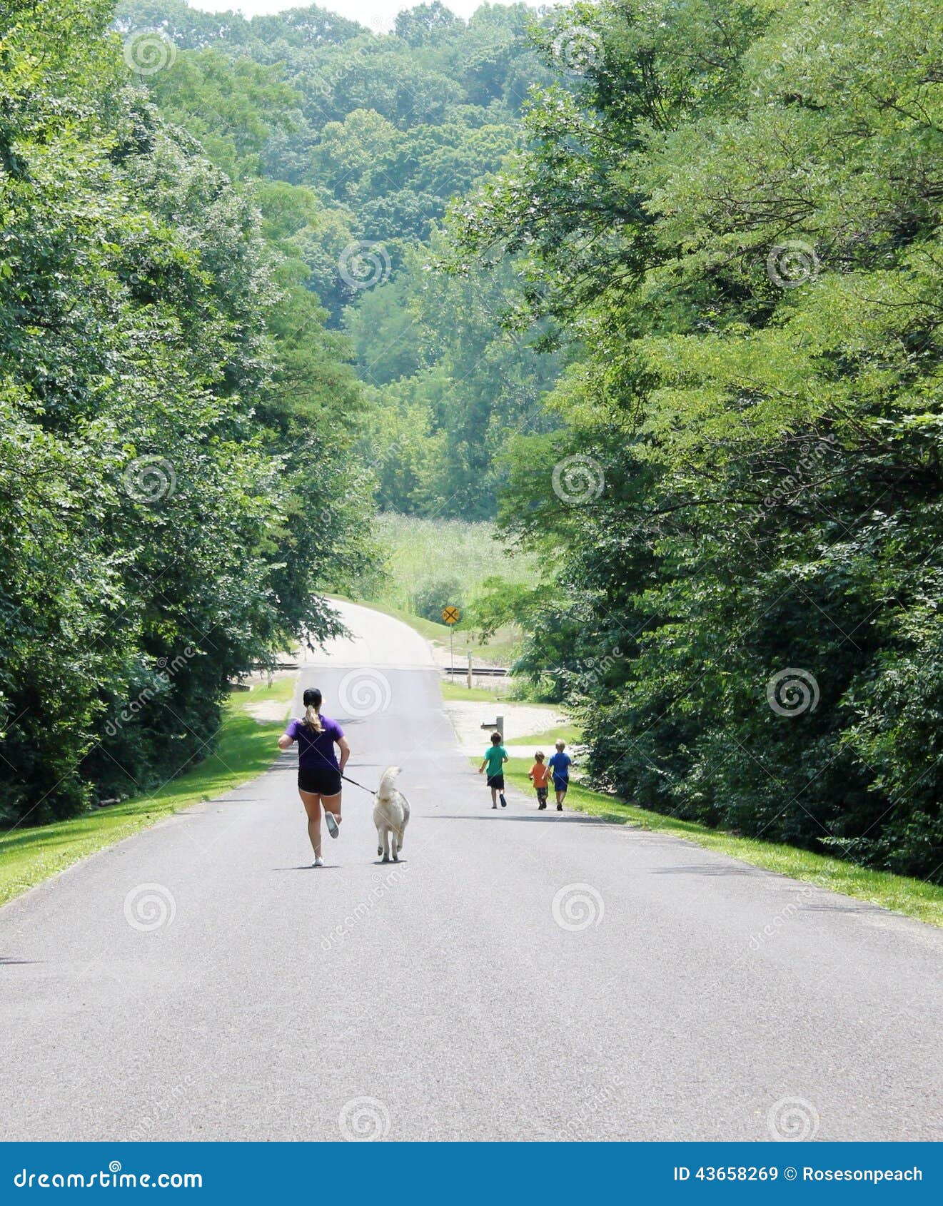 Active Family Running with the Dog Editorial Stock Image - Image of ...