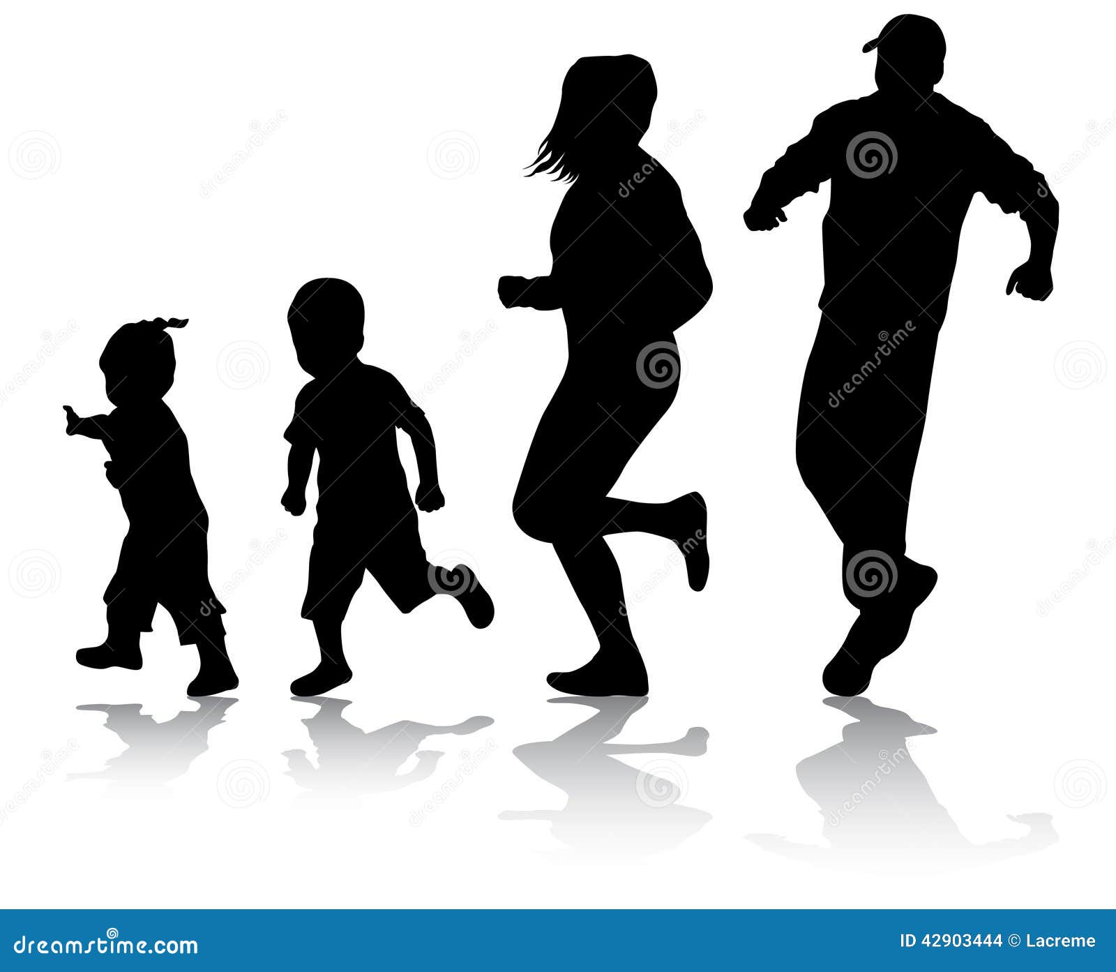 Family Running Silhouette
