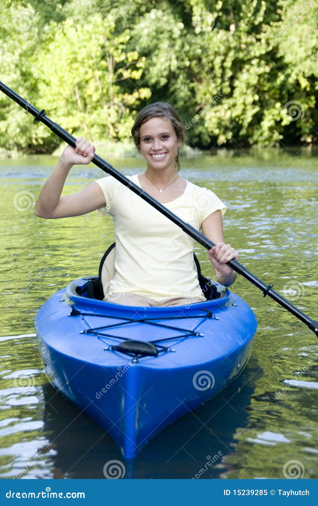 Active female in Kayak stock image. Image of pursuit - 15239285