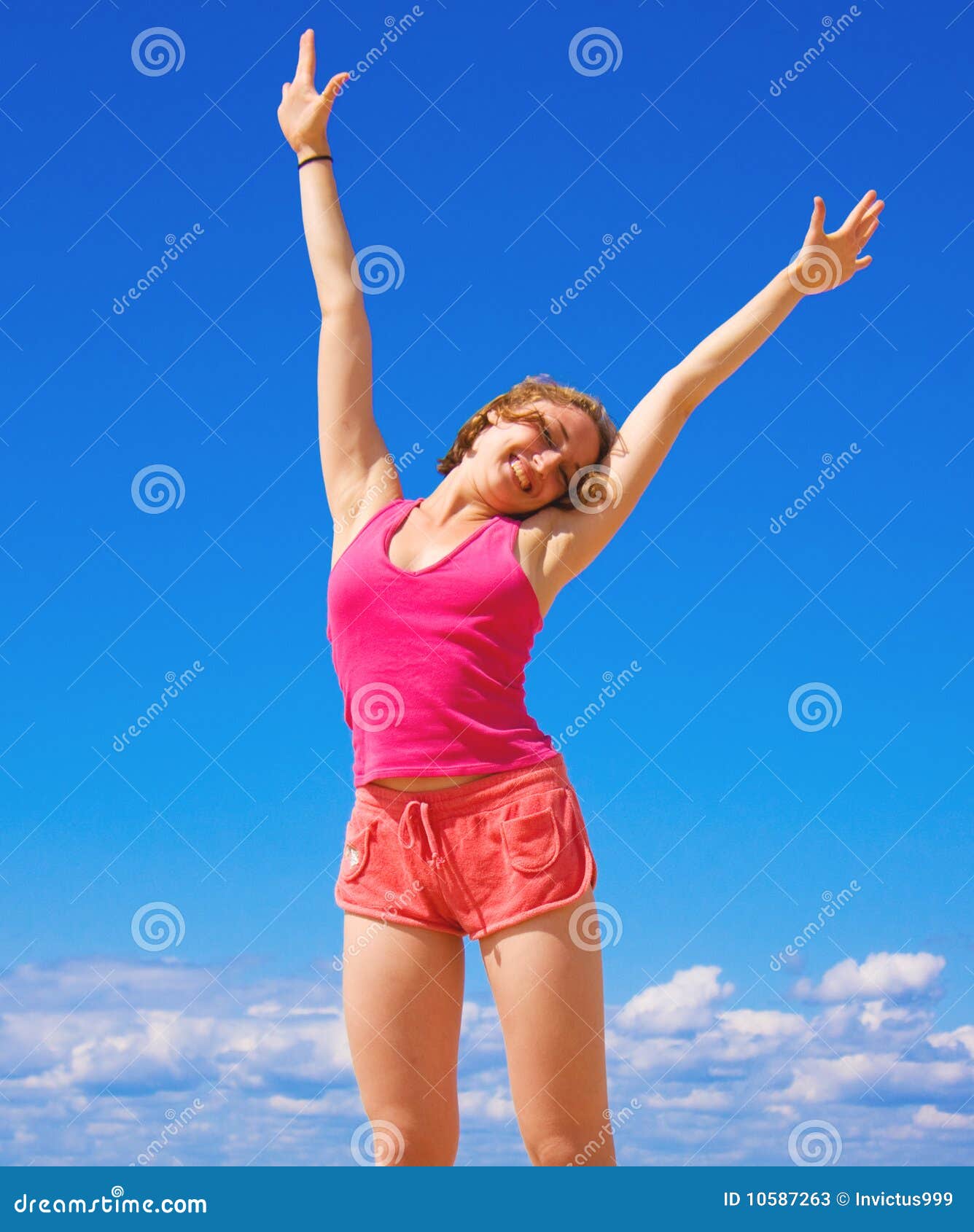 Active girl stock image. Image of landscape, jump, health - 10587263