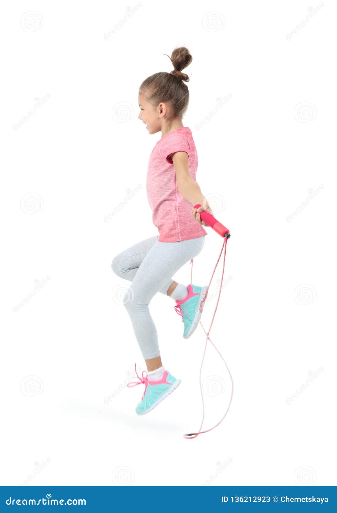 Active girl jumping rope stock image. Image of caucasian - 136212923