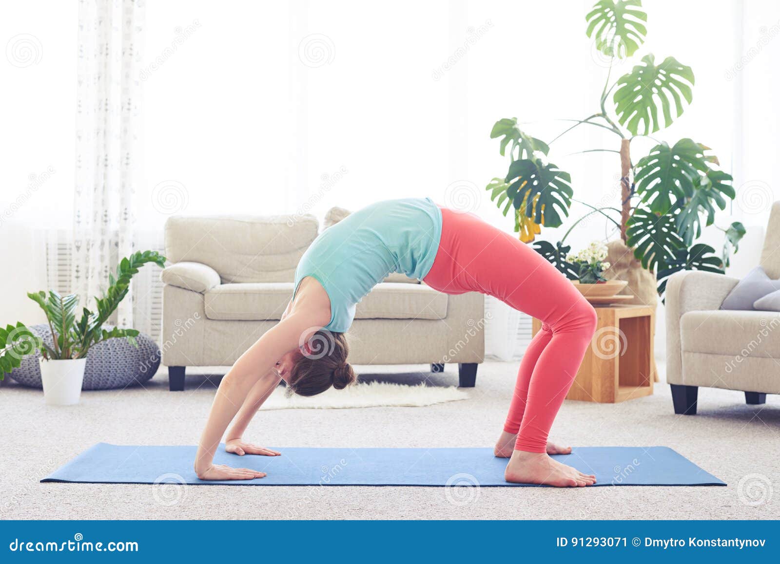 Active Girl in Sportswear Doing Backbend Sequence Pose Stock Image ...