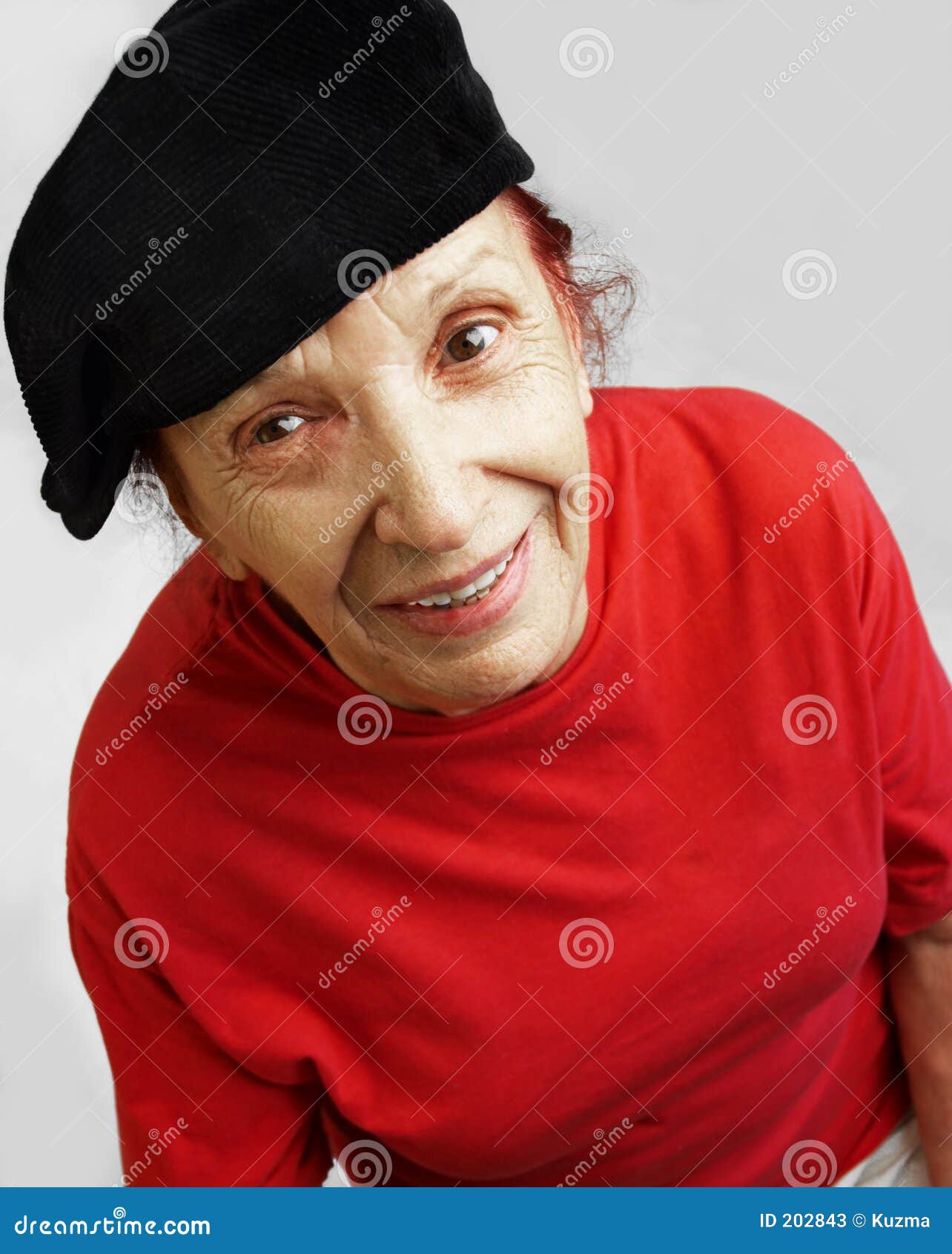 Active Grandmama in Black Cap Stock Image - Image of smile, cheerful ...