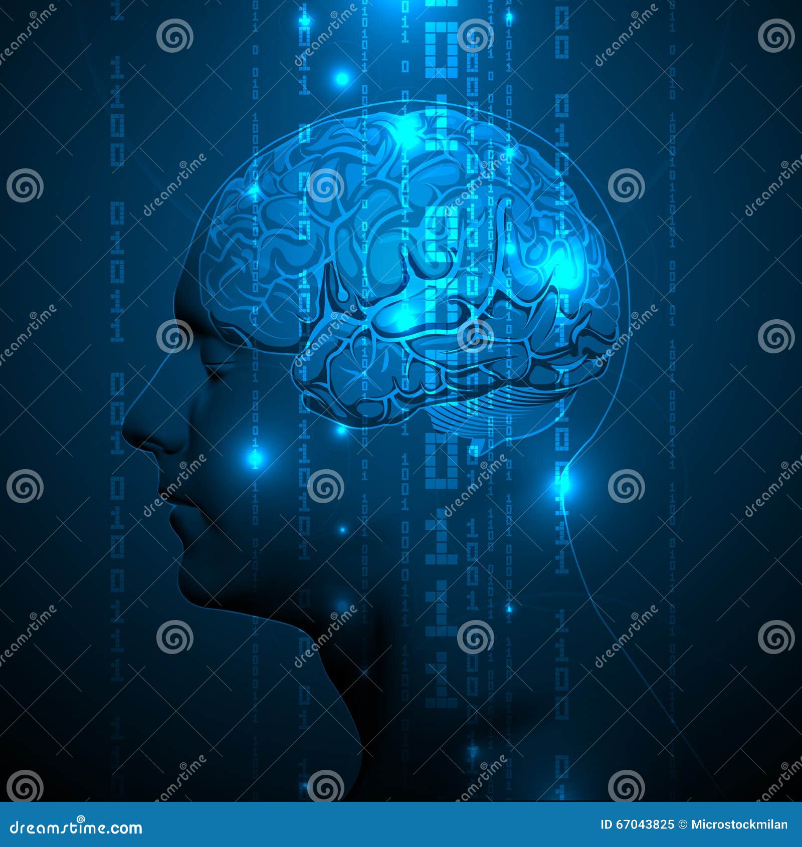 Active Human Brain with Binary Digits Stock Vector - Illustration of inside, knowledge: 67043825