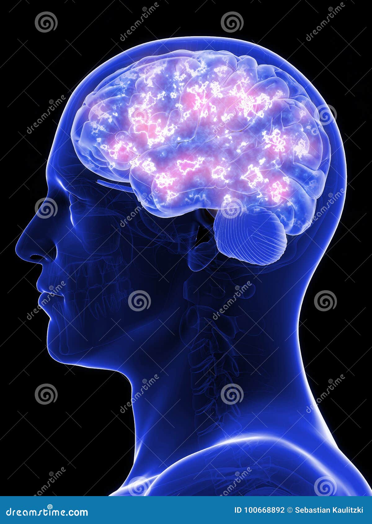 Active human brain stock illustration. Illustration of black - 100668892