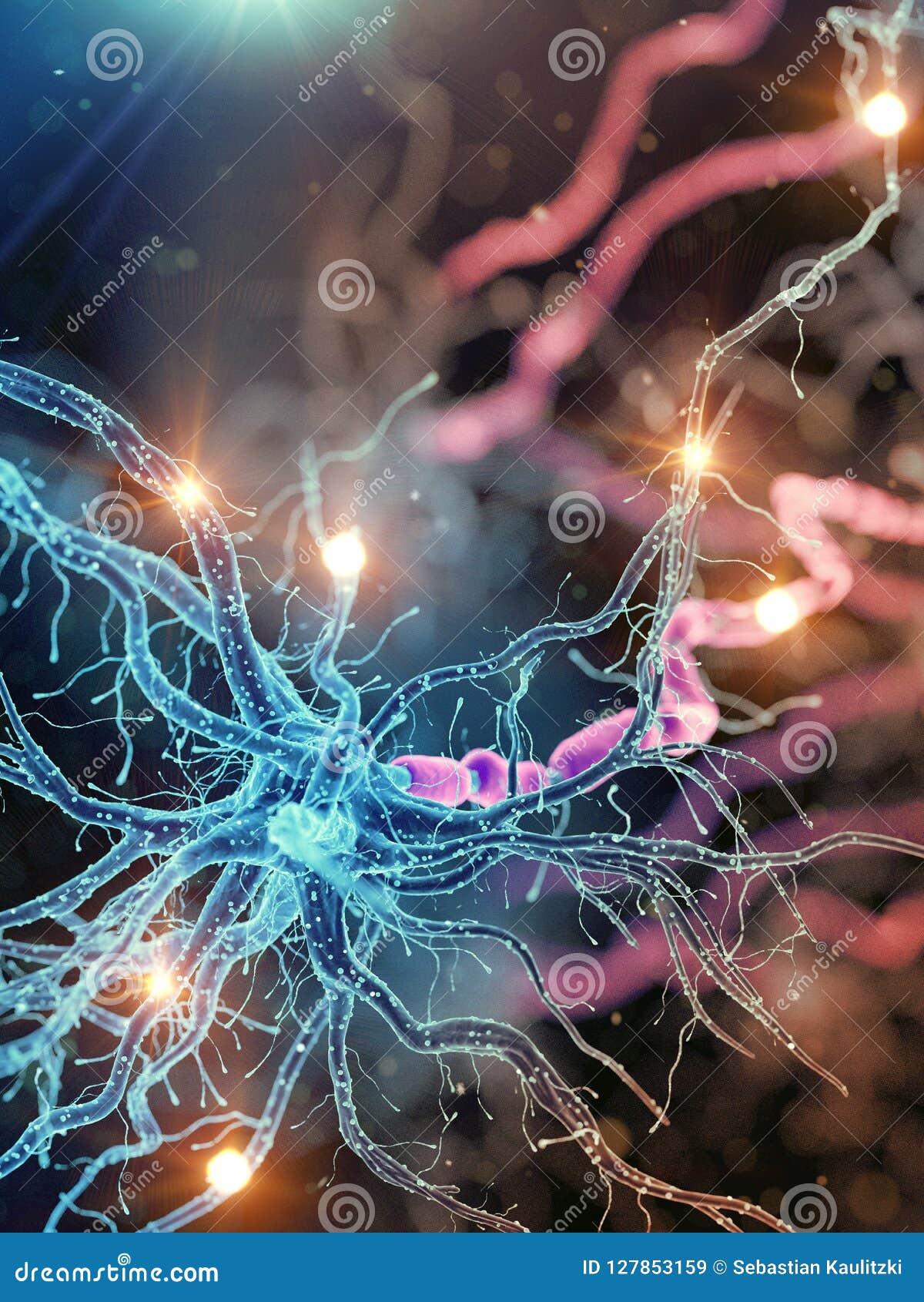 An active human nerve cell stock illustration. Illustration of neural ...