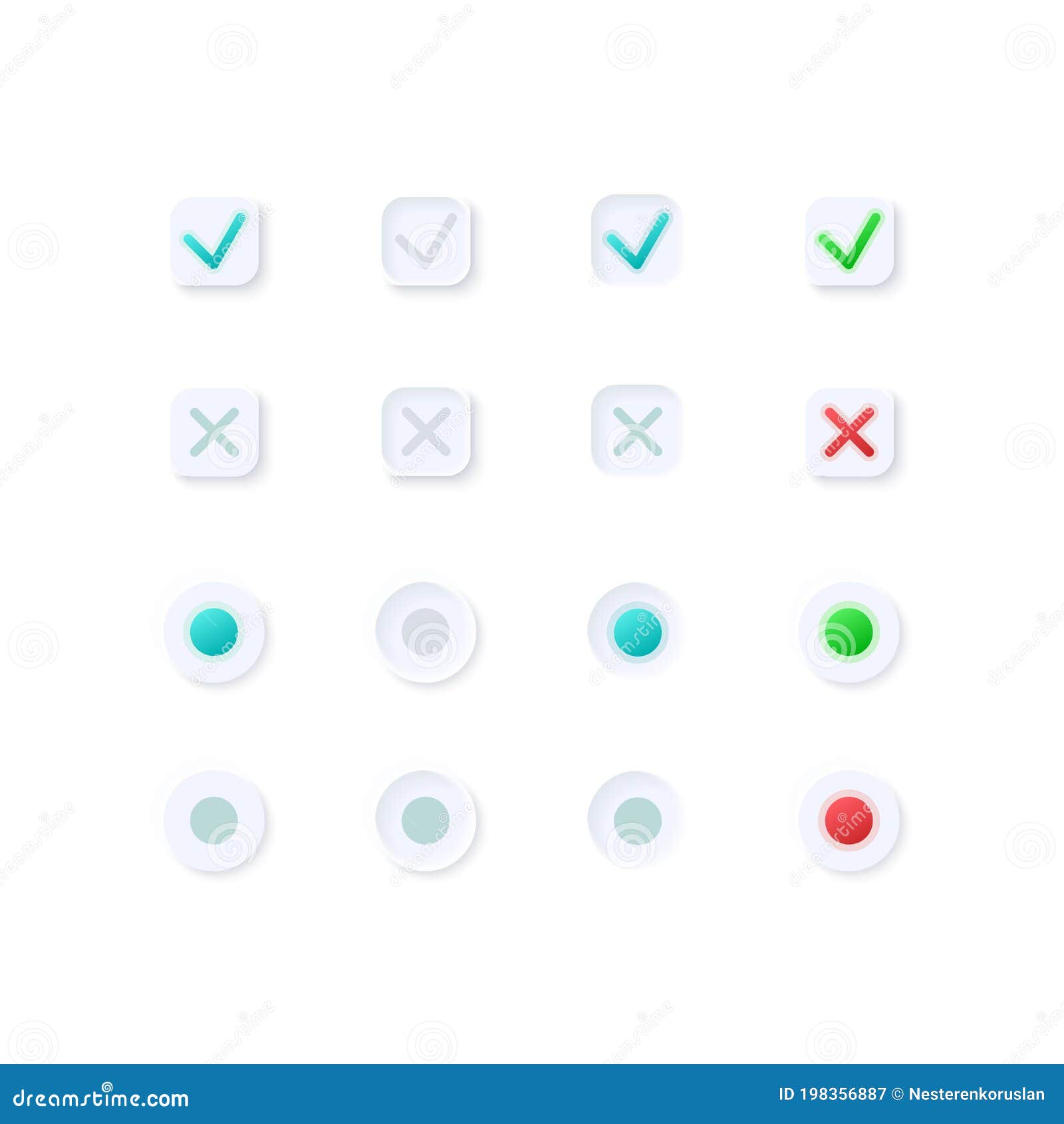 Active And Inactive Options UI Elements Kit Cartoon Vector ... Active And Inactive Options UI Elements Kit Cartoon Vector ...