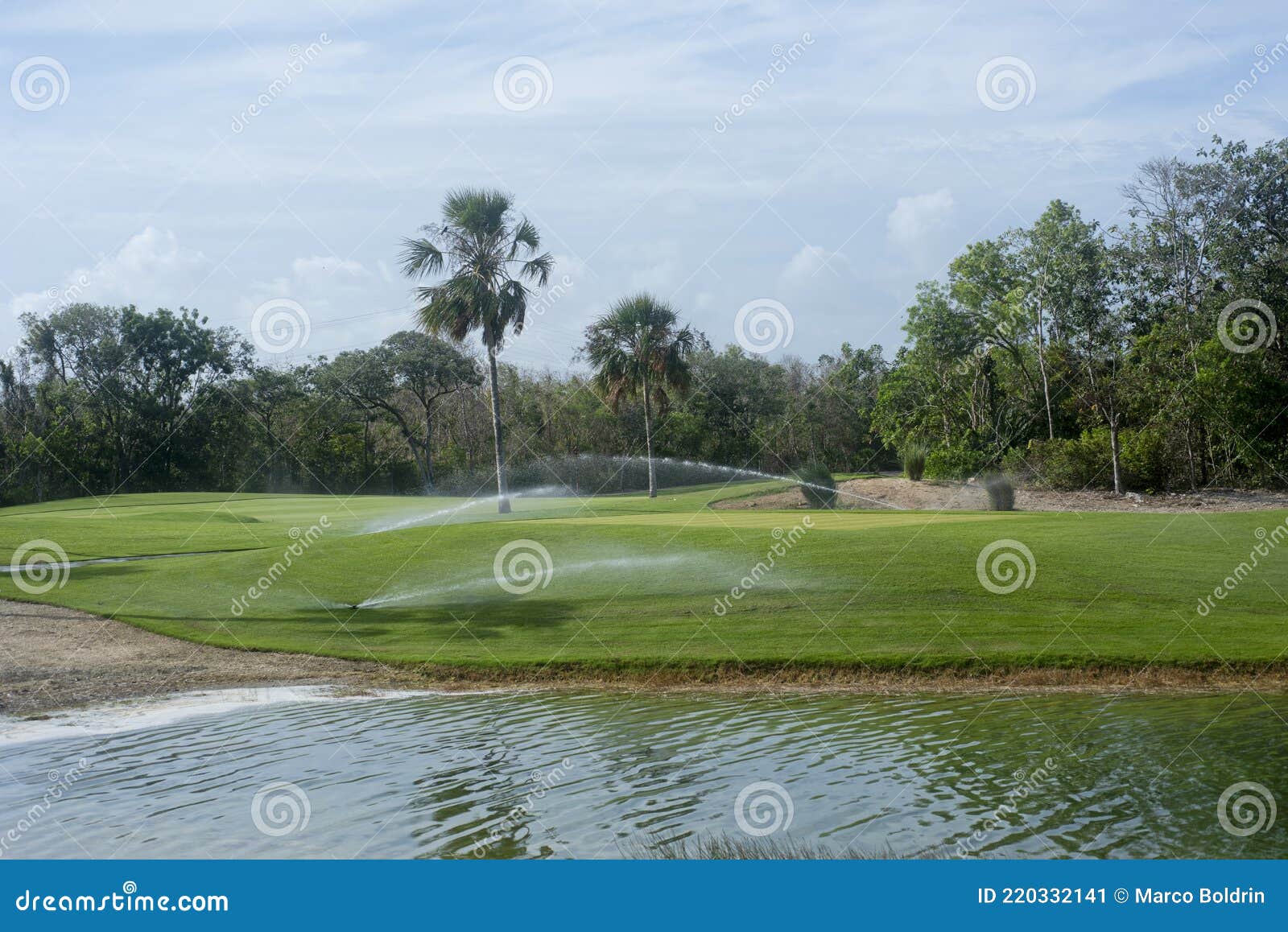 Active Irrigation System in a Lawn Stock Image - Image of stream ...