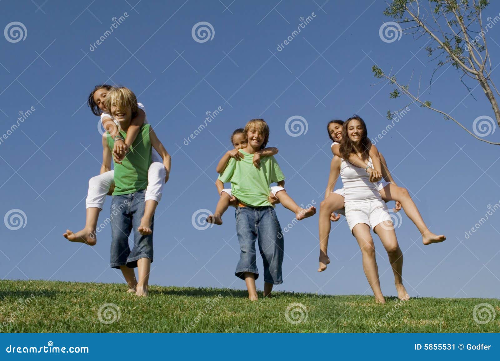 Active kids or children stock image. Image of piggy, running - 5855531