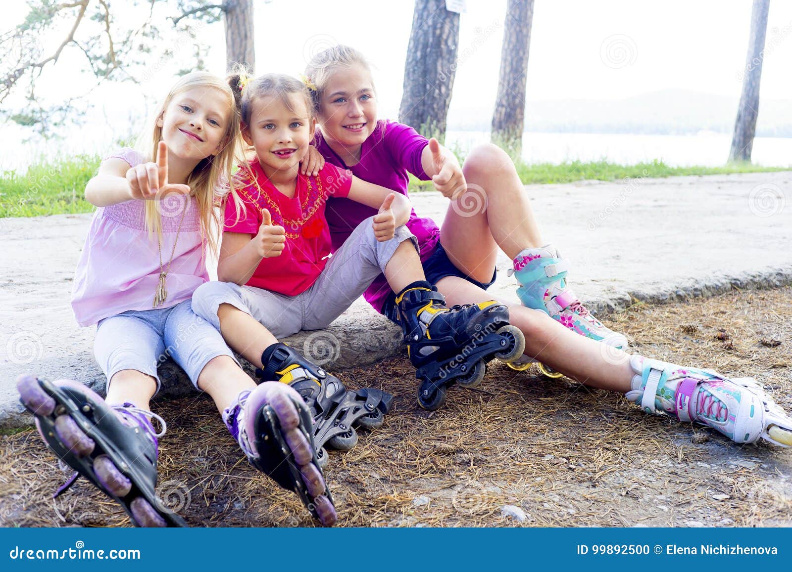Active Kids on Rollerblades Stock Photo - Image of skateboard, teen ...