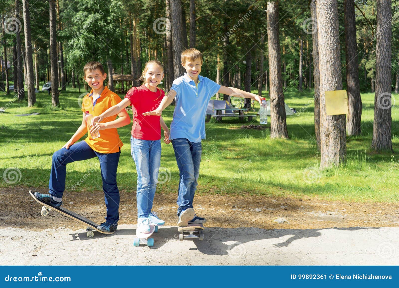 Active kids skateboarding stock image. Image of female - 99892361