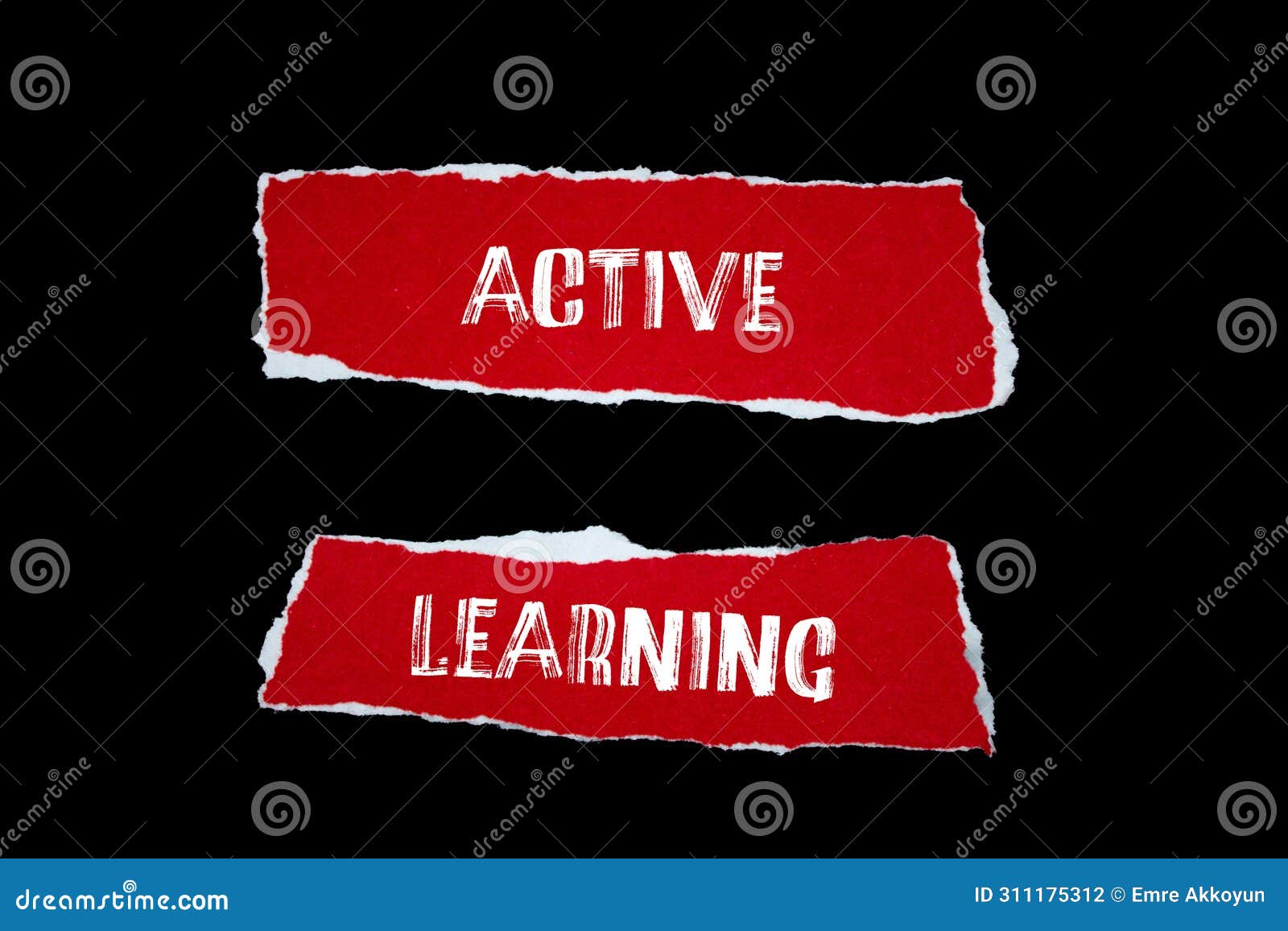 Active Learning Words Written on Red Torn Paper Pieces with Black ...
