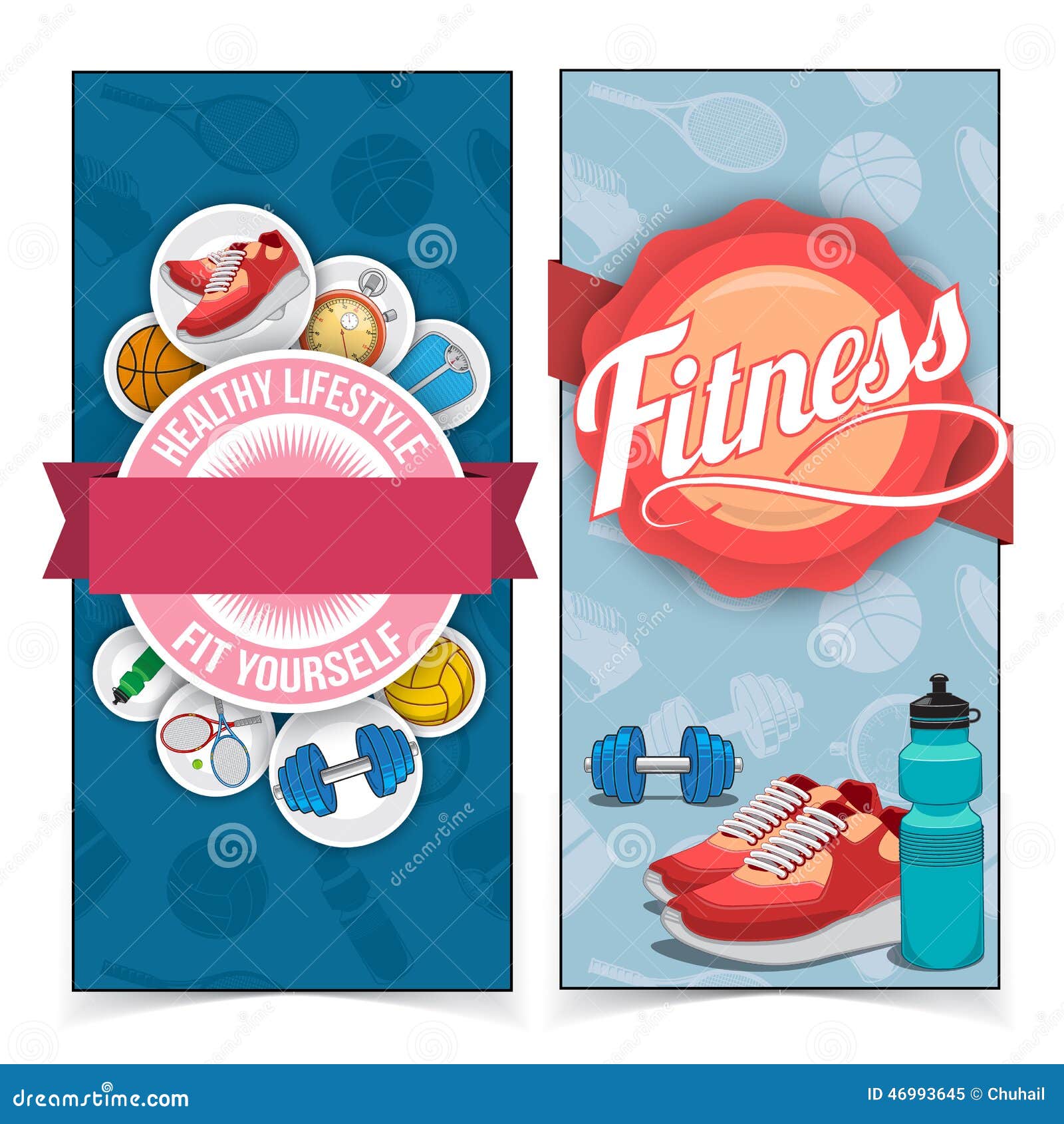 Active lifestyle banners. stock vector. Illustration of training - 46993645