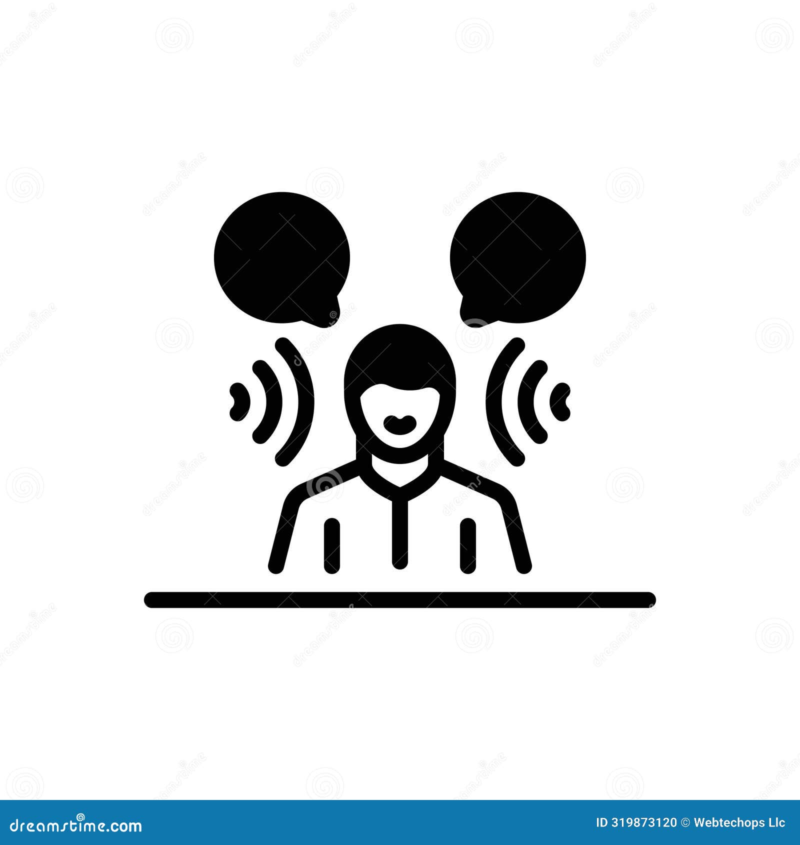 Black Solid Icon for Active Listening, Active and People Stock ...