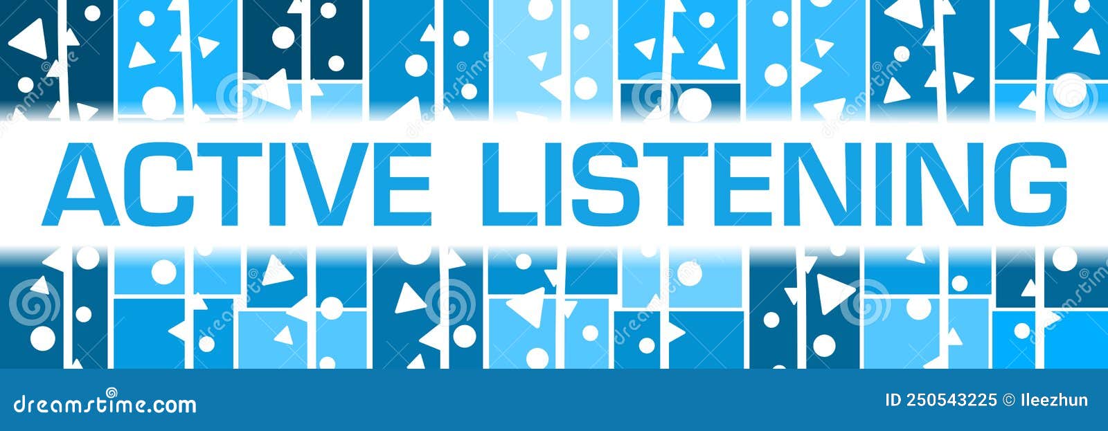 Active Listening Blue Squares White Dots Triangles Horizontal Text ...