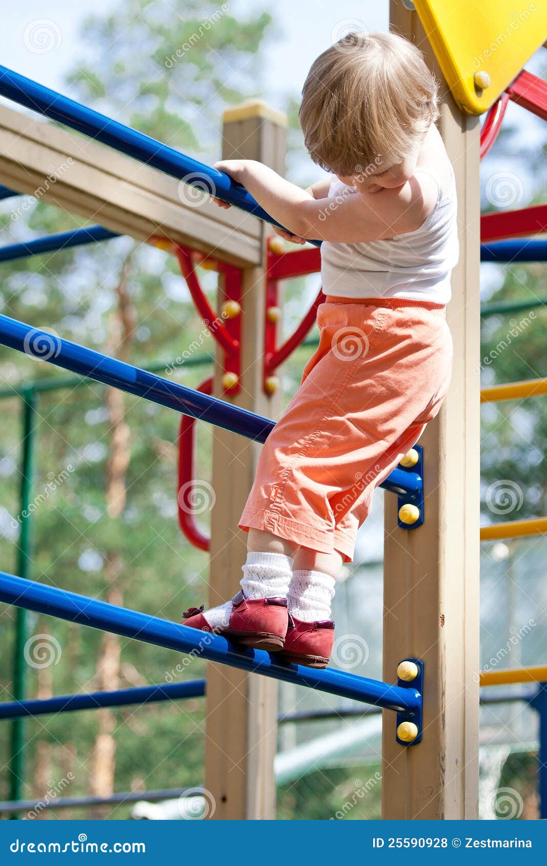 Active Little Girl Climbing On A Ladder Stock Image | CartoonDealer.com ...