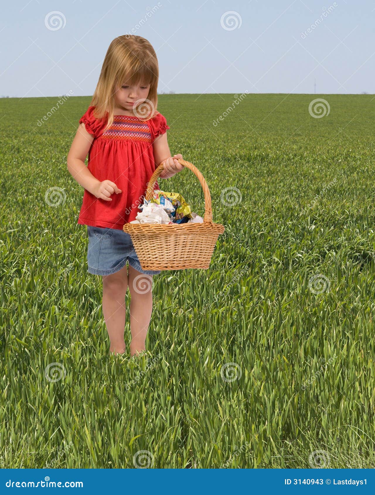 Active Little Girl Picking Up Litter Stock Image - Image of environment ...