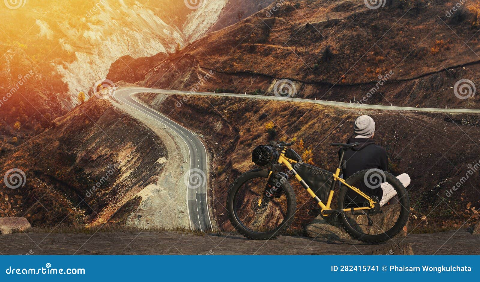 Active Male Cyclist Riding Bike on a Mountain Stock Image - Image of ...