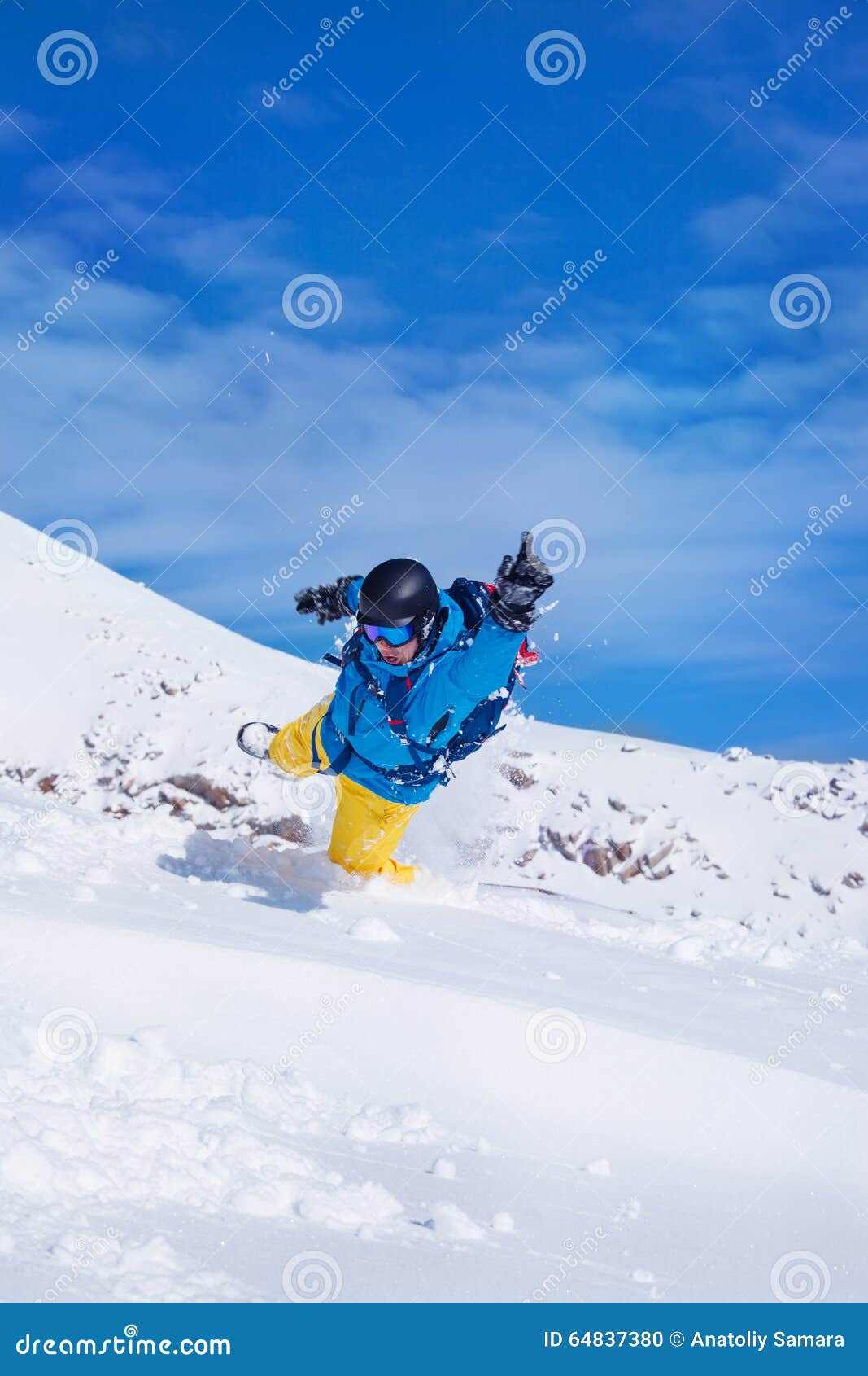 Active Male Jumping in Snow Stock Photo - Image of glacier, activity ...