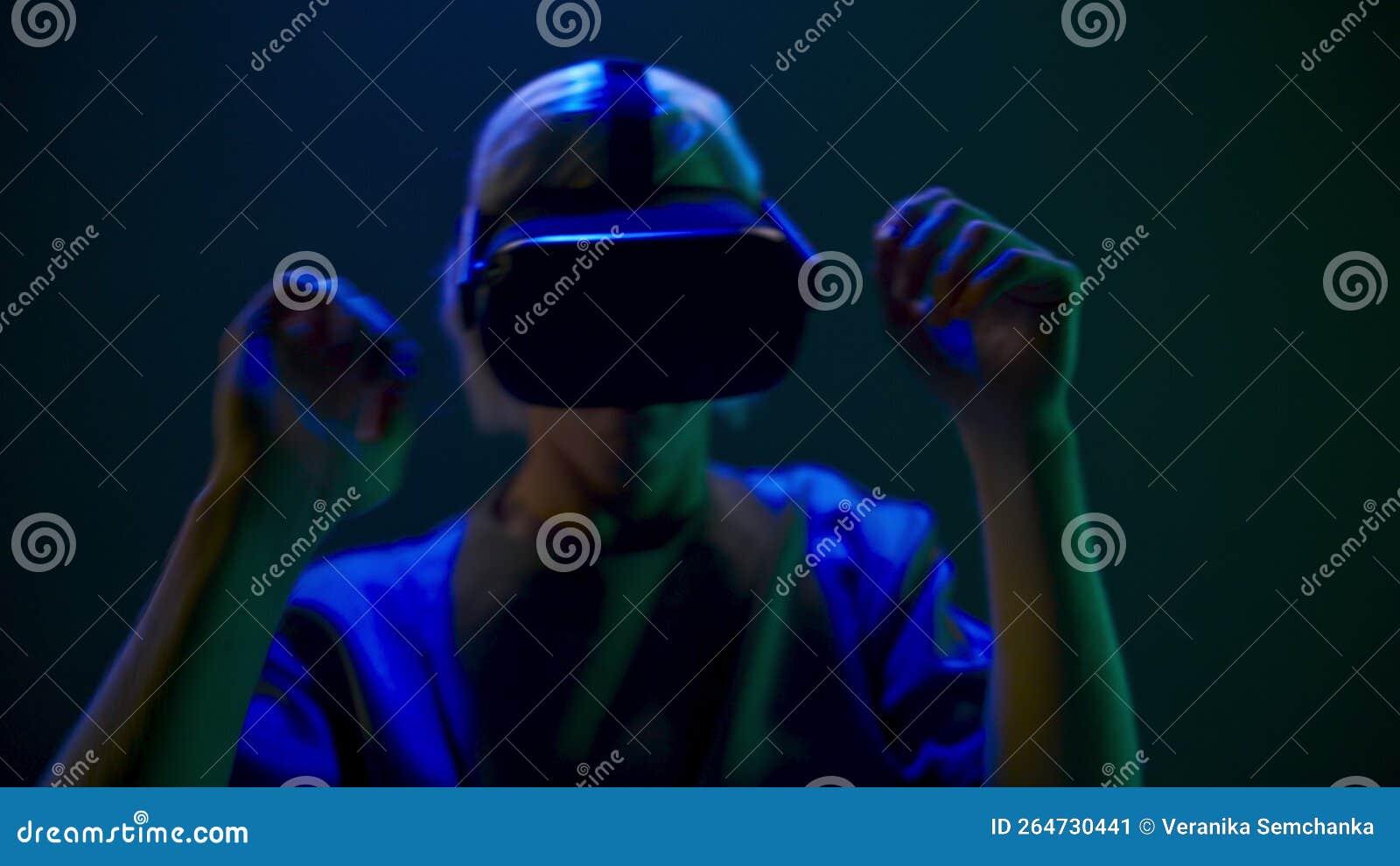 Active Man Dancing Moving Metaverse Game Closeup. Gamer Playing 3D ...
