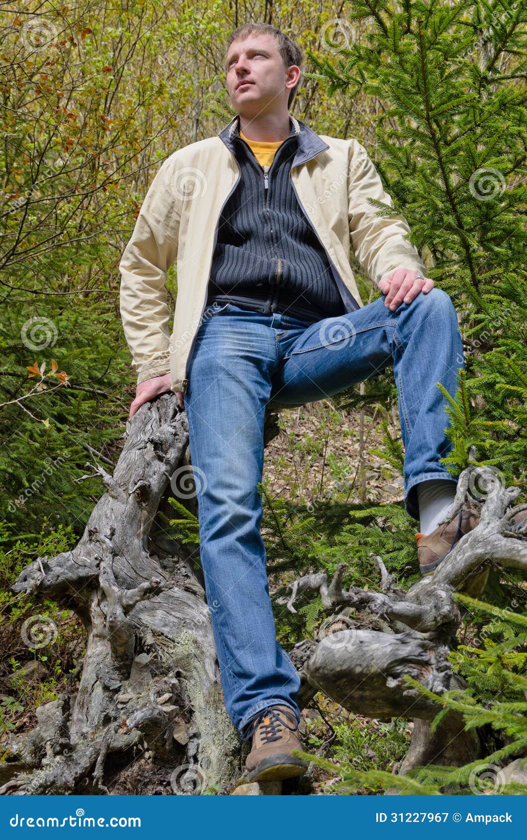 Active Man Exploring the Mountains Stock Image - Image of active ...