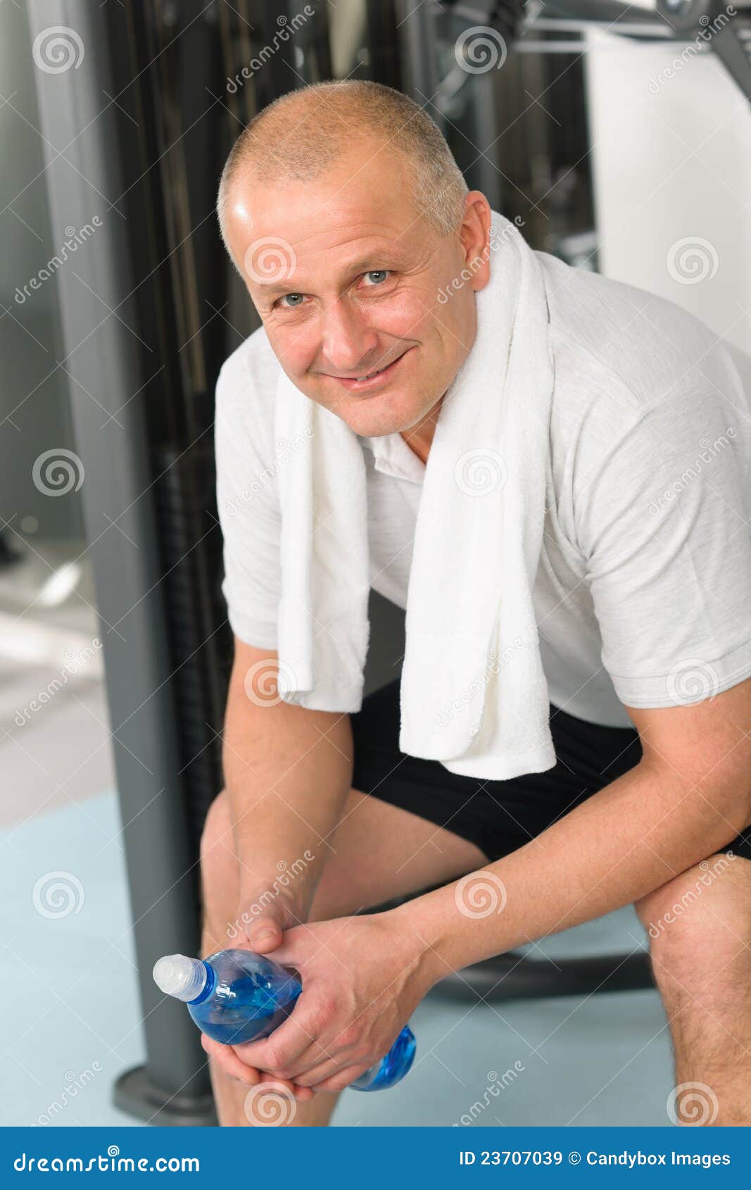 Active Man Relax Sitting by Fitness Machine Stock Image - Image of ...