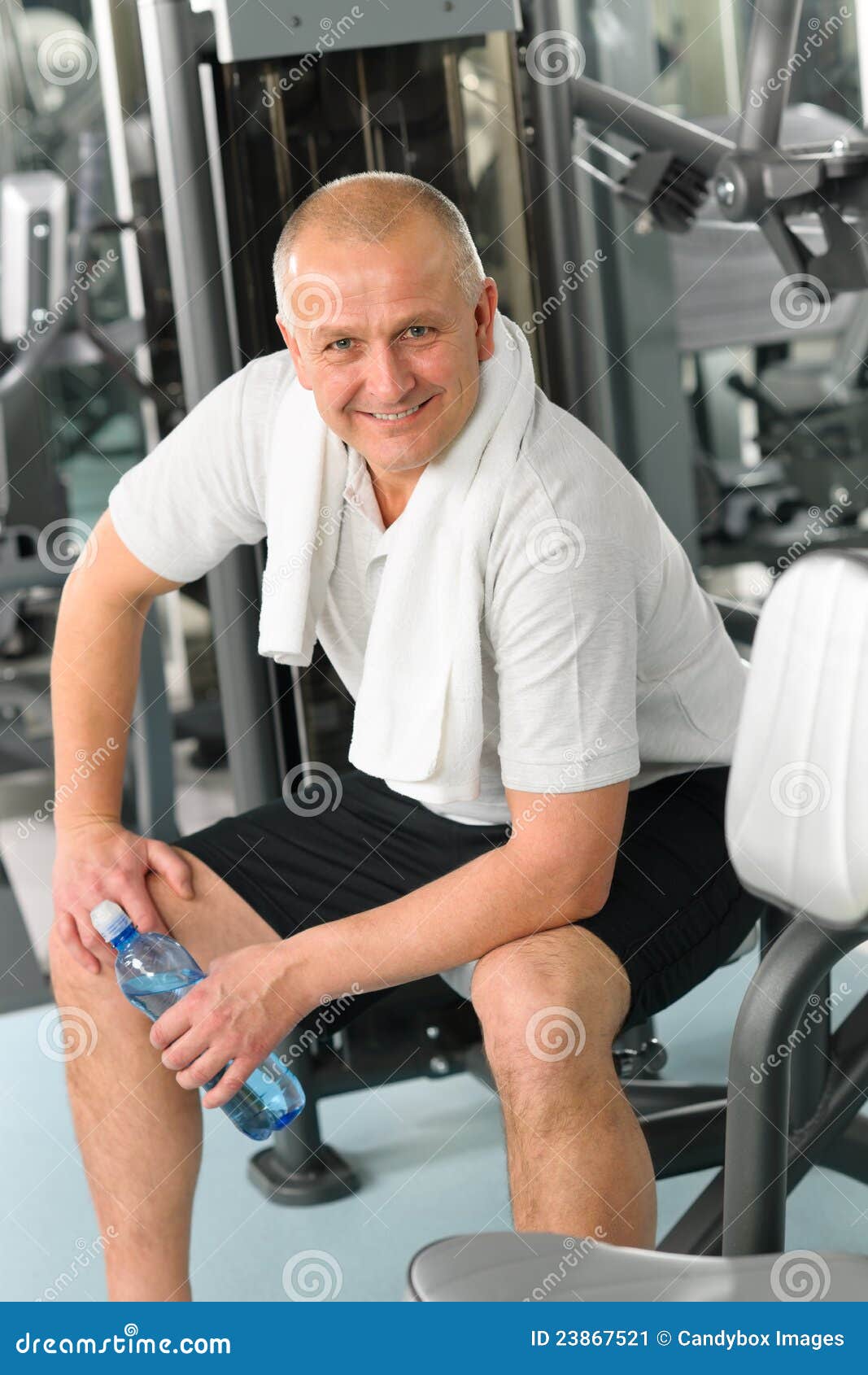 Active Man Relax Sitting by Fitness Machine Stock Image - Image of ...