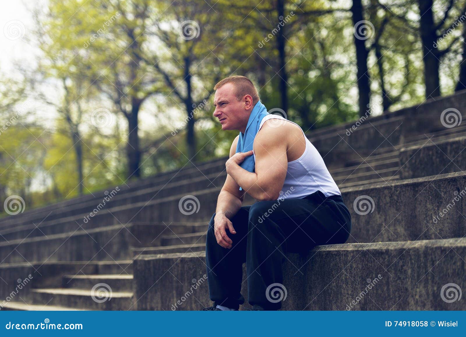 Active Man Resting after Workout . Stock Photo - Image of athlete ...