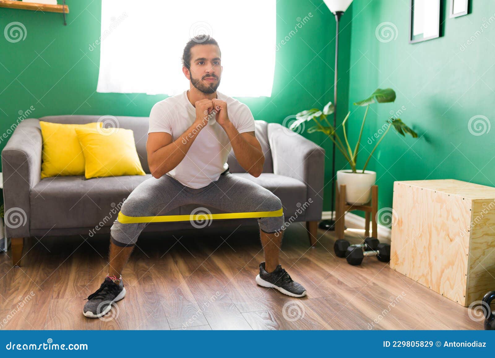 Active Man Training with Squats Exercises Stock Image - Image of ...