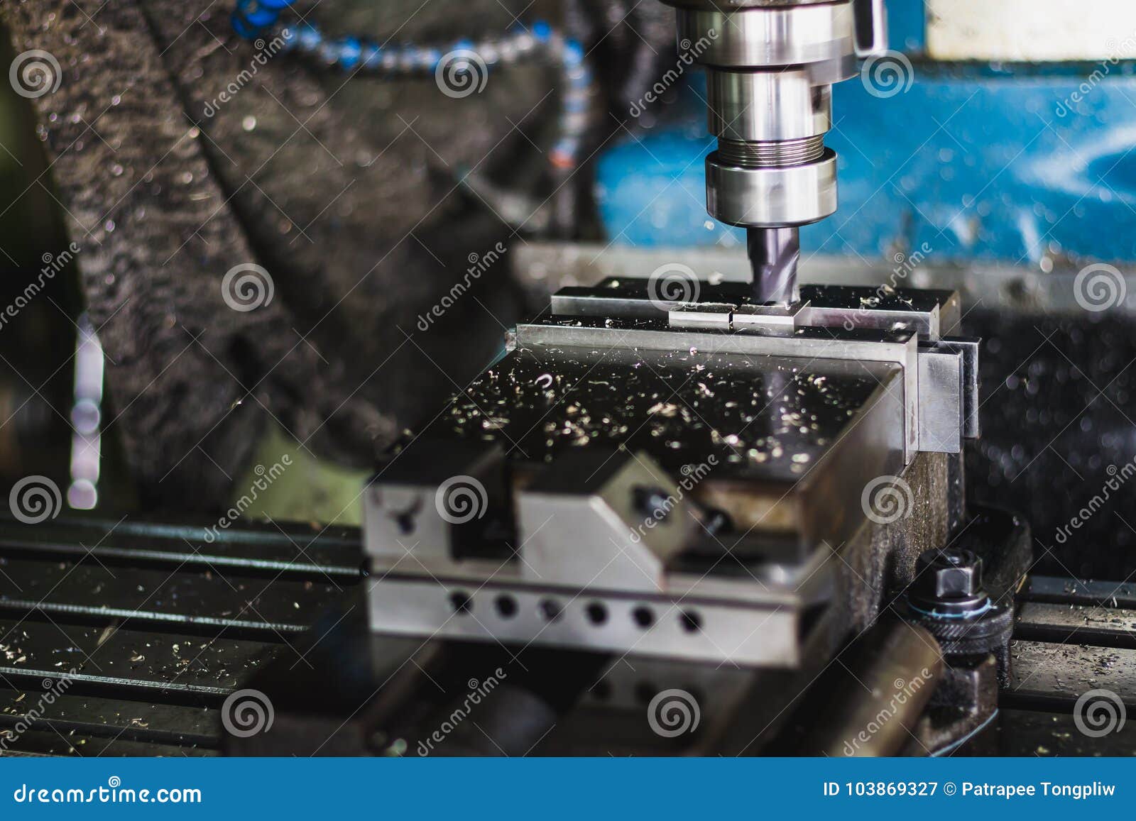 Active Milling Machine during Processing Part of Engine Stock Image ...