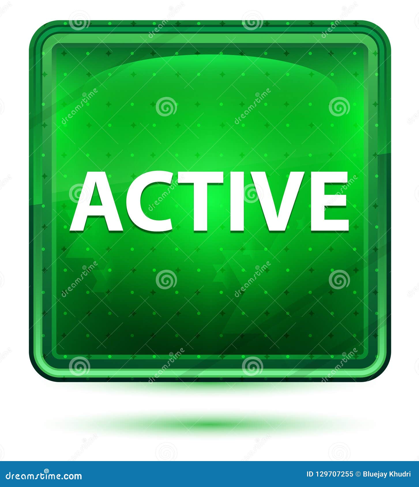 Active Neon Light Green Square Button Stock Illustration - Illustration ...