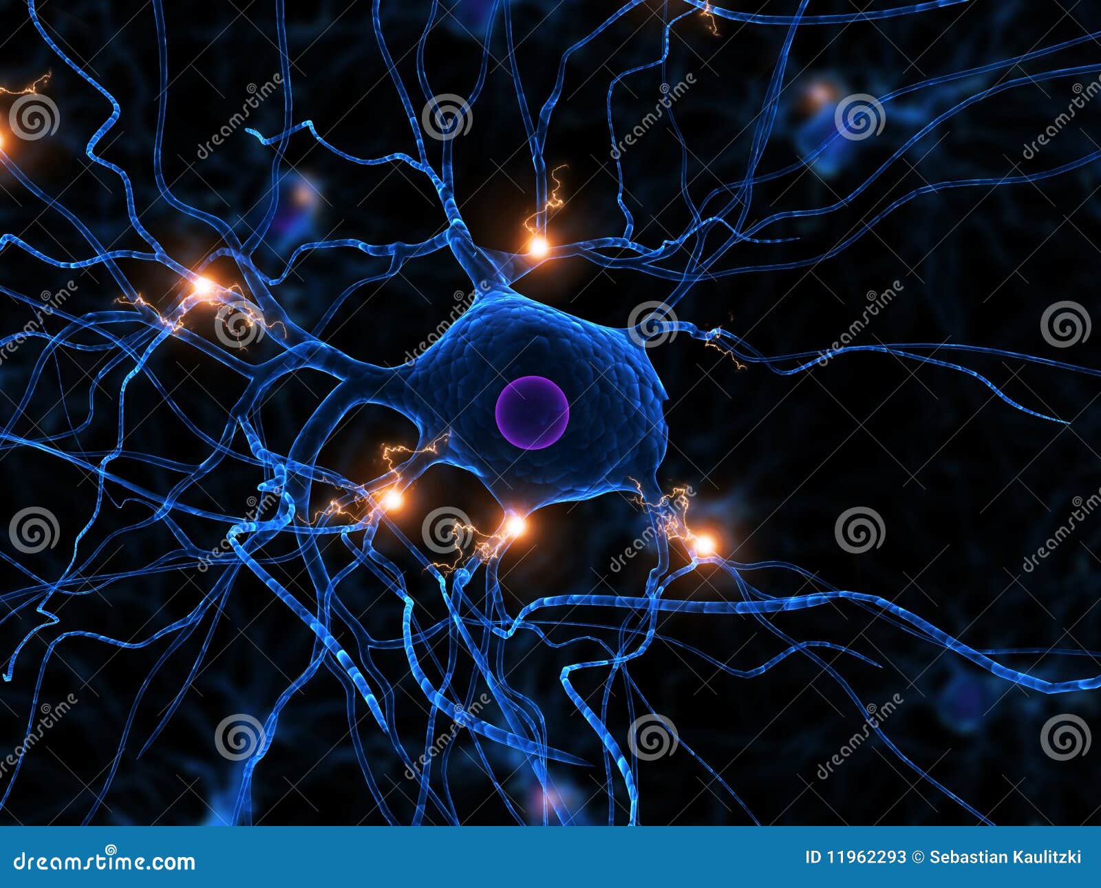 Active nerve cell stock illustration. Illustration of render - 11962293