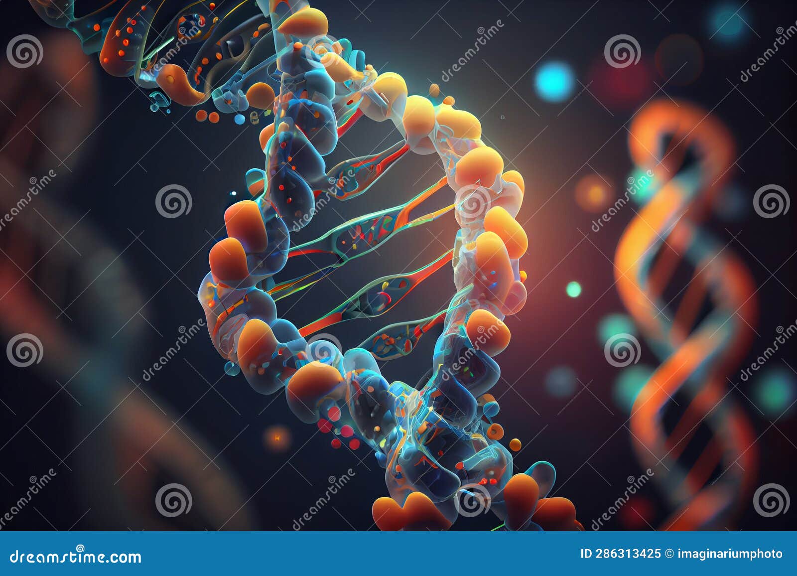 Active Nerve Cells and DNA, 3d Rendering Stock Illustration ...