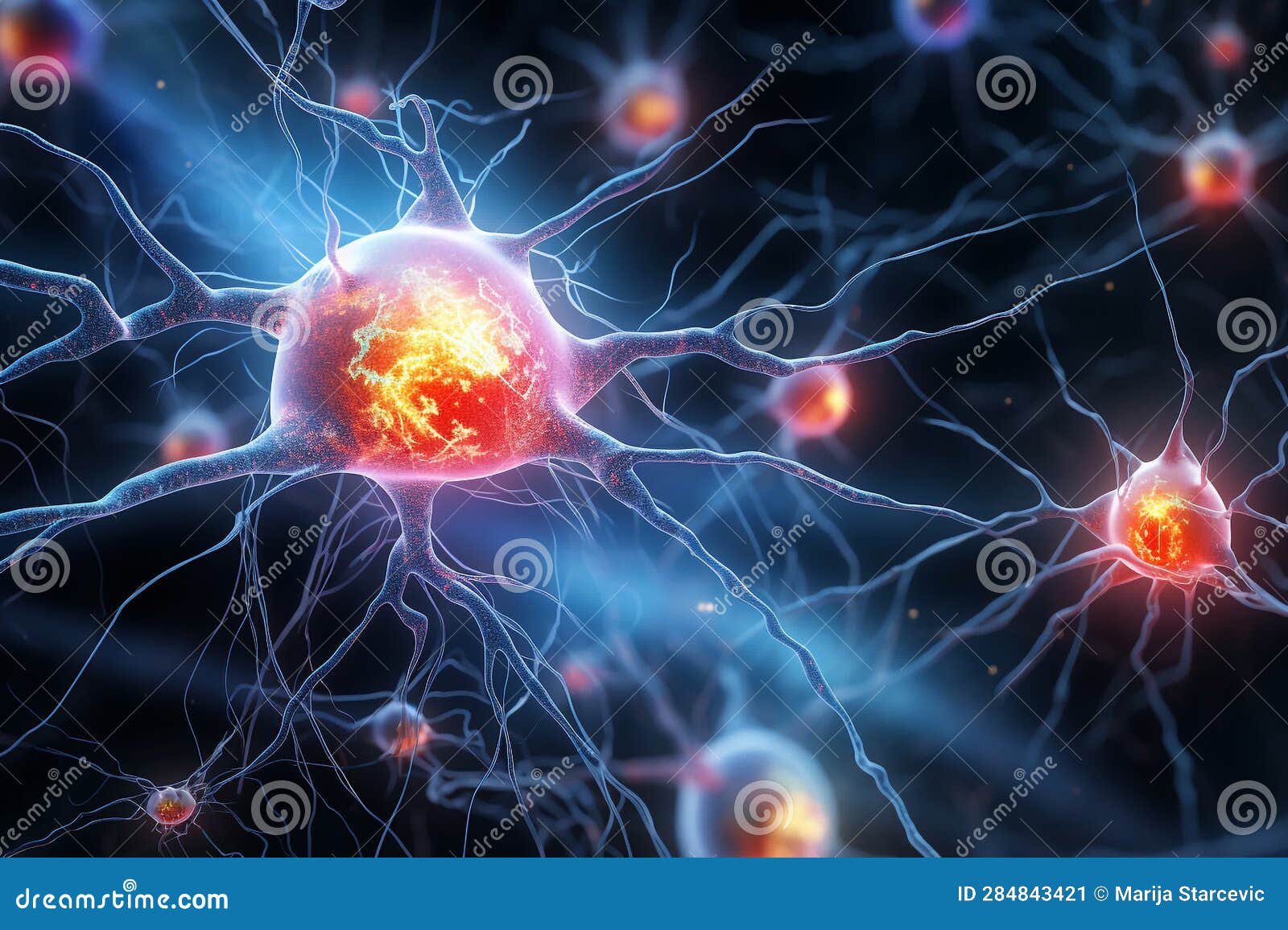 Active Nerve Cells.Human Brain Stimulation Or Activity With Neuron ... Active Nerve Cells.Human Brain Stimulation Or Activity With Neuron ...