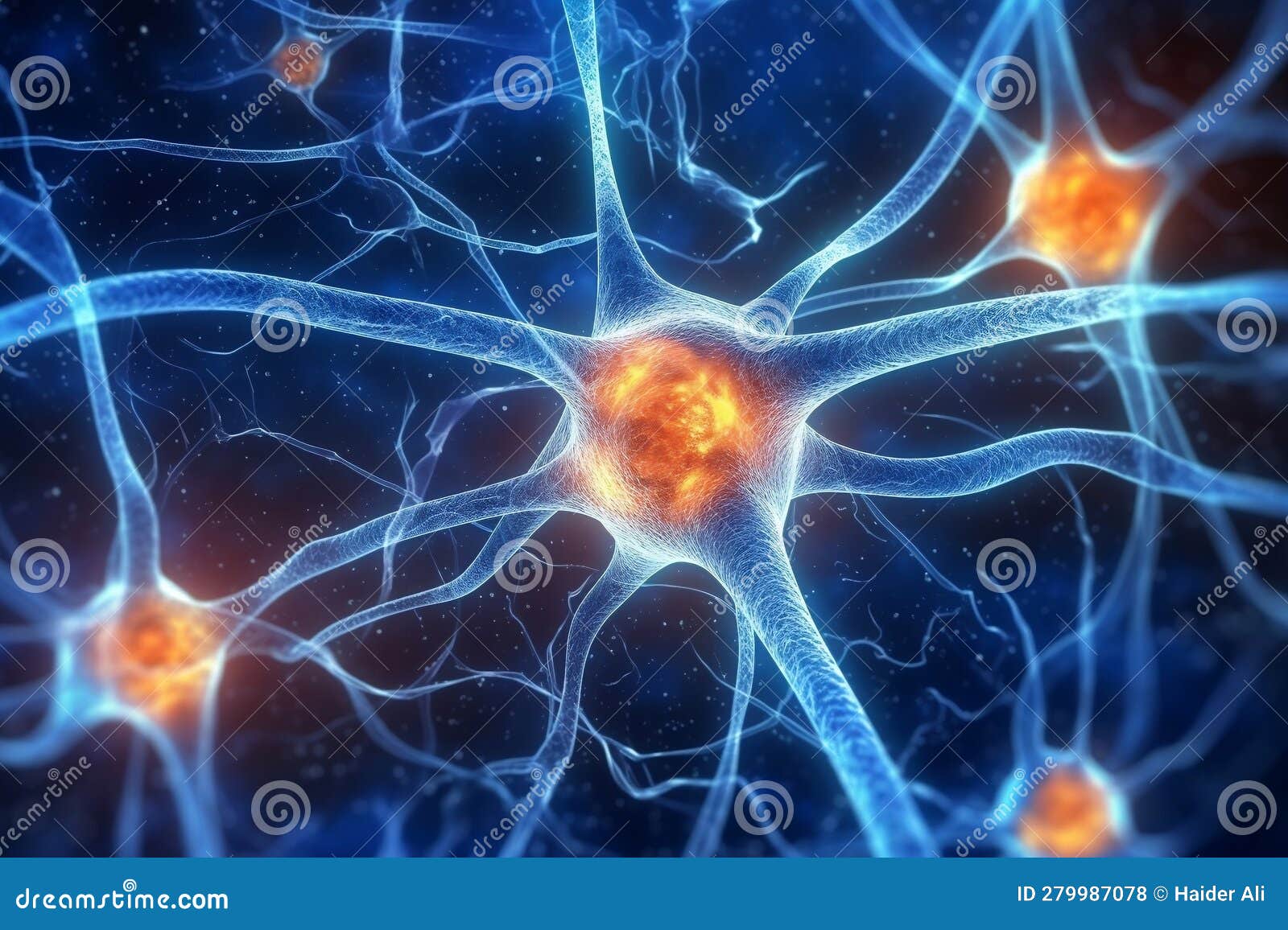 Active Nerve Cells. Neuronal Network With Electrical Action Stock Photo ... Active Nerve Cells. Neuronal Network With Electrical Action Stock Photo ...