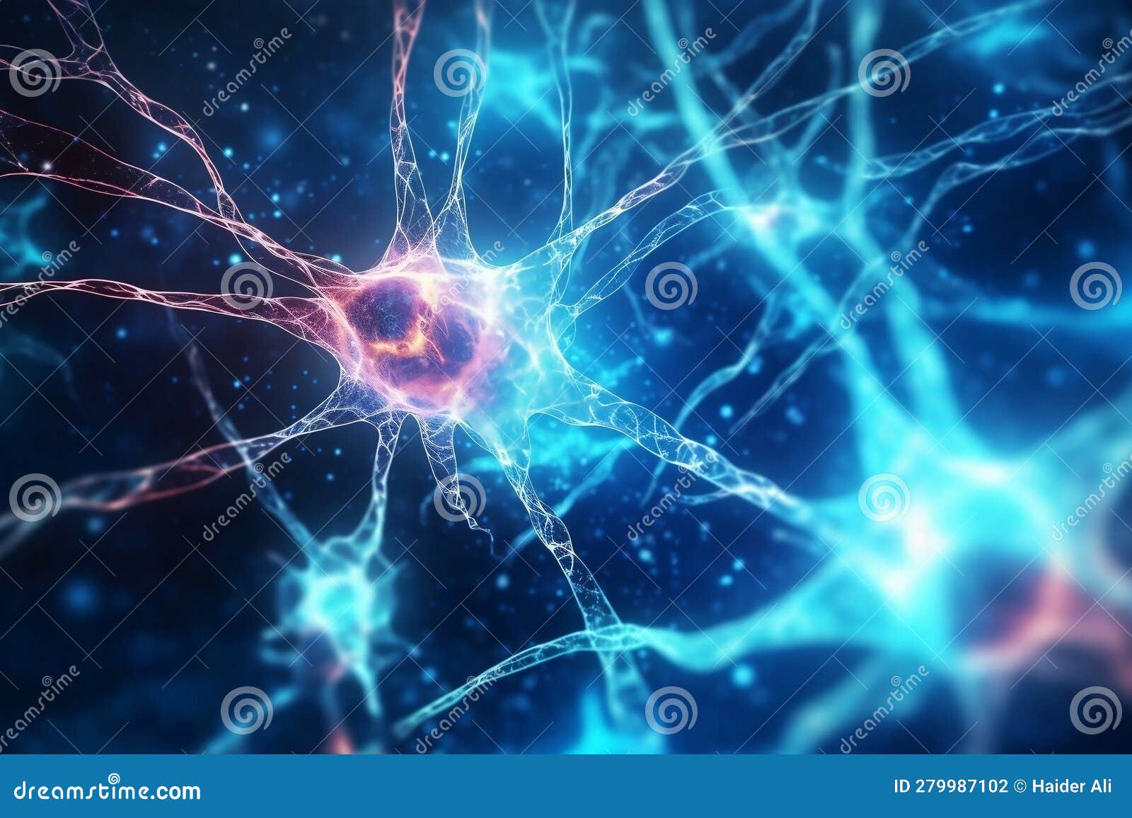 Active Nerve Cells Neuronal Network with Electrical Signals. Generative ...