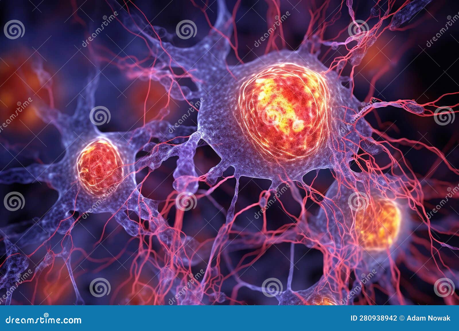 Active Nerve Cells, Visualization of Neuronal Networks in the Brain, 3D ...
