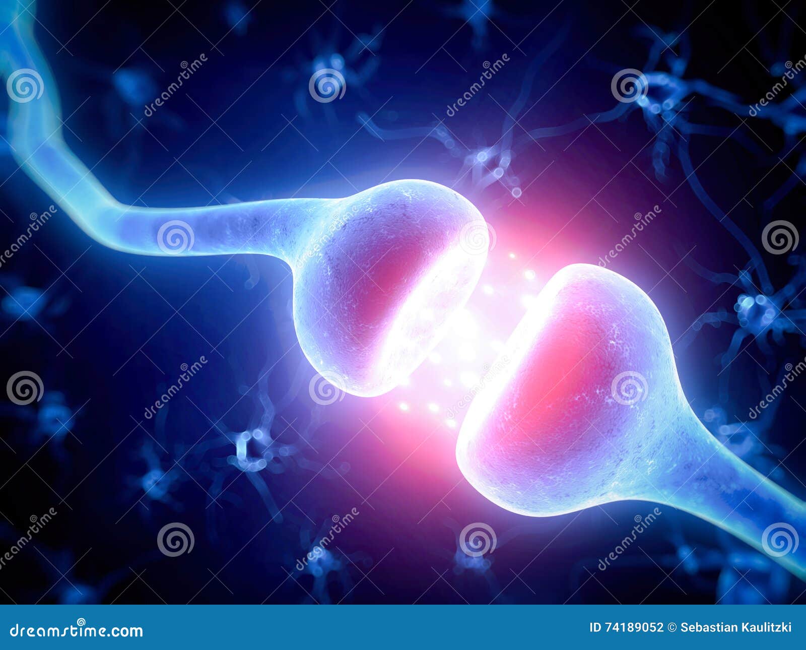 The active neuron cell stock illustration. Illustration of impulse ...