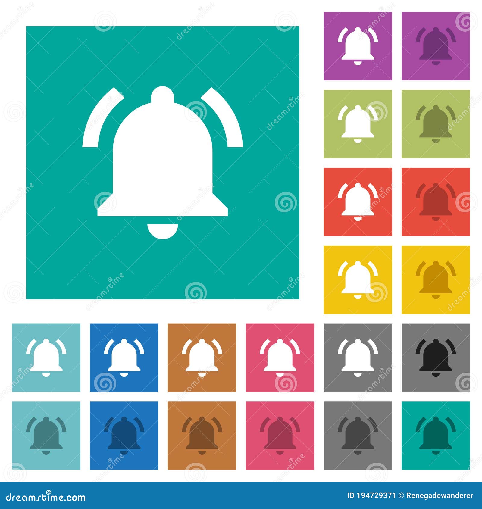 Active Notification Square Flat Multi Colored Icons Stock Vector ...