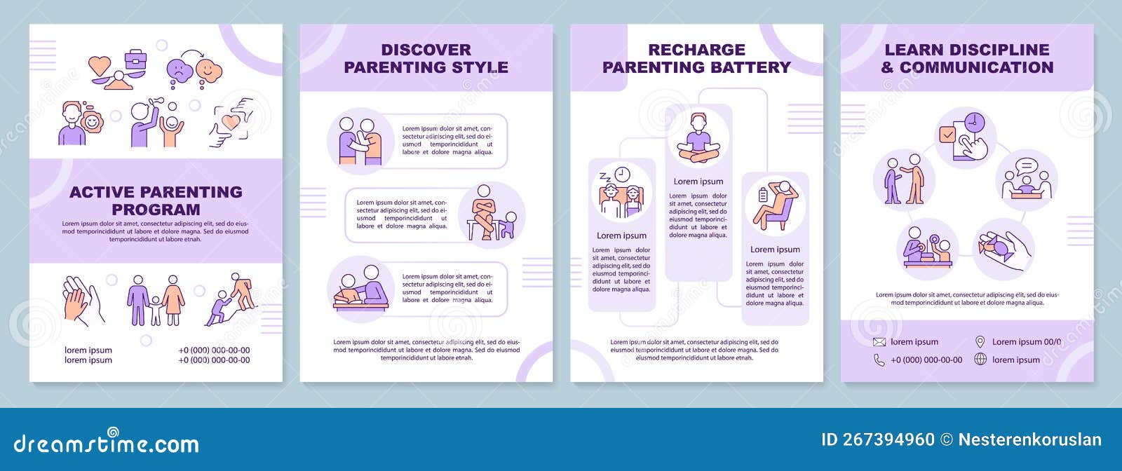 Active Parenting Program Purple Brochure Template Stock Vector ...